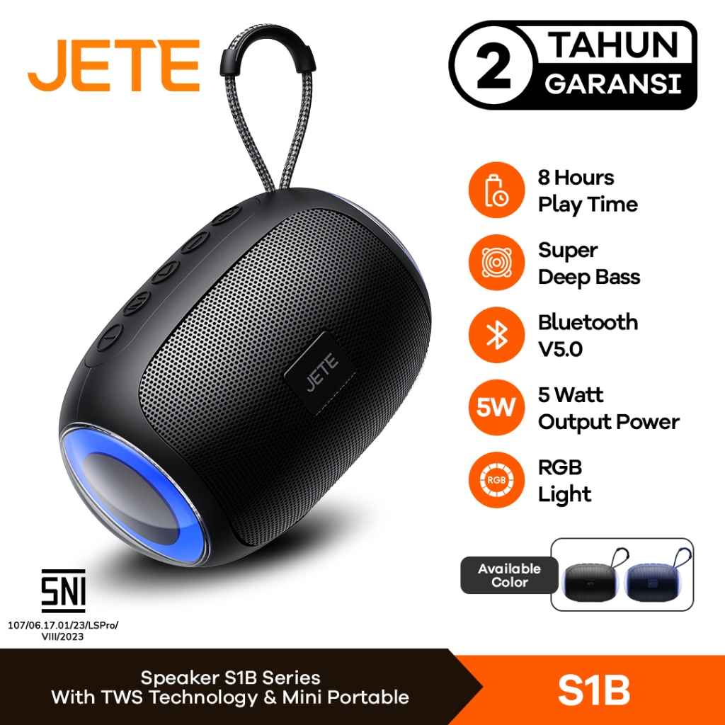 Jual Speaker Bluetooth Portable Super Bass JETE S1B with RGB Light ...