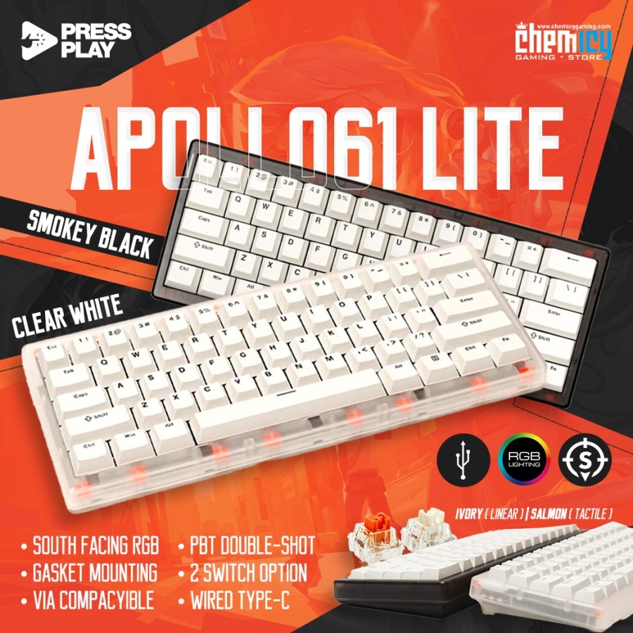 Jual Press Play Apollo61 Lite 60% Wired Mechanical Gaming Keyboard ...