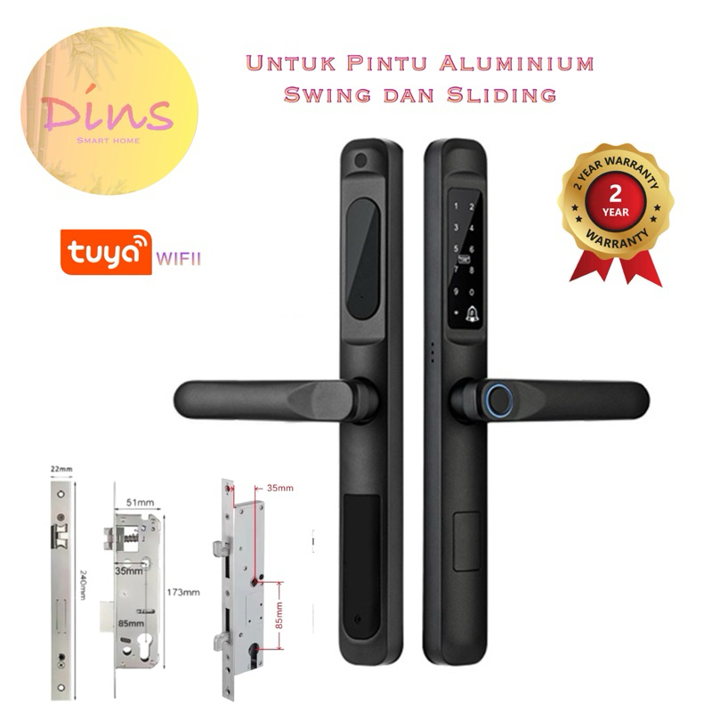 Jual DINS SMART DOOR LOCK PINTU ALUMINIUM FINGER WATER PROOF/SMART DOOR ...