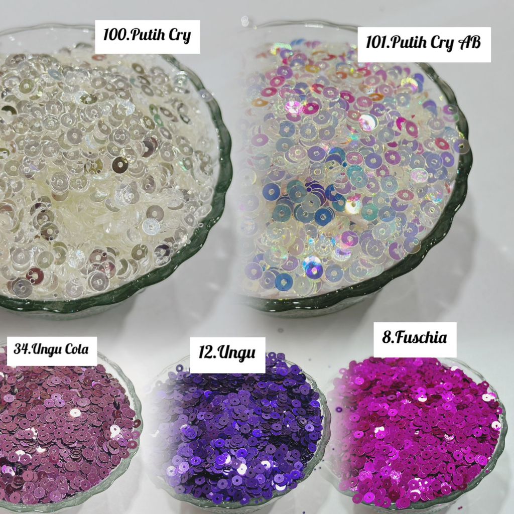 Jual Ramboci payet piring / sequin grade A 4m flat 100 gr warna ...