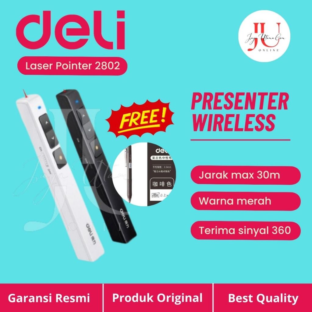 Jual Deli Laser Pointer Presenter Wireless 30m USB Pen Laser Presentasi ...