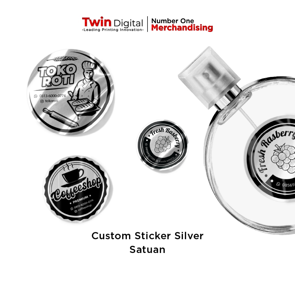 Jual Twindigital Cetak Sticker Silver Tahan Air Label Kemasan Tidak ...