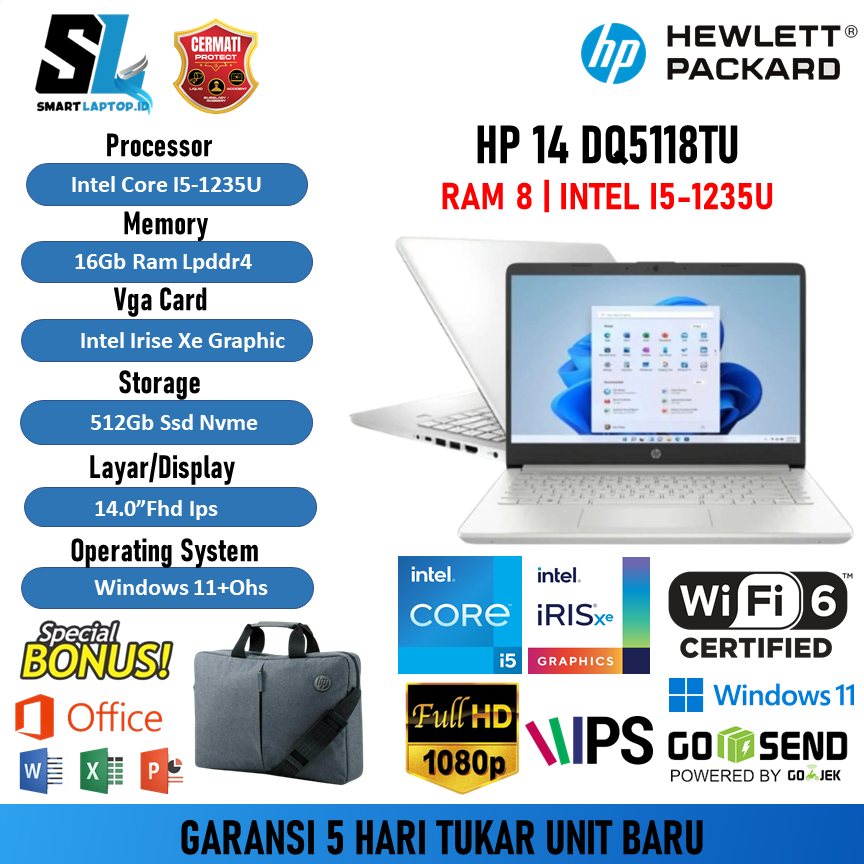Jual Laptop Baru Hp 14 Dq5118Tu I5 1235 16GB 512GB Windows11+Ohs 14 ...