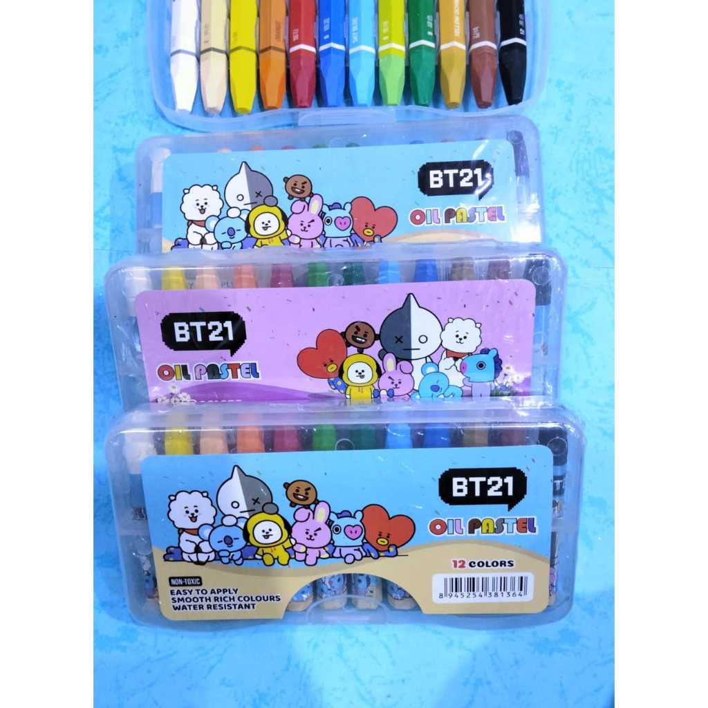 Jual Krayon 12 warna karakter BT21 BTS Korean series / Oil pastel 12 ...