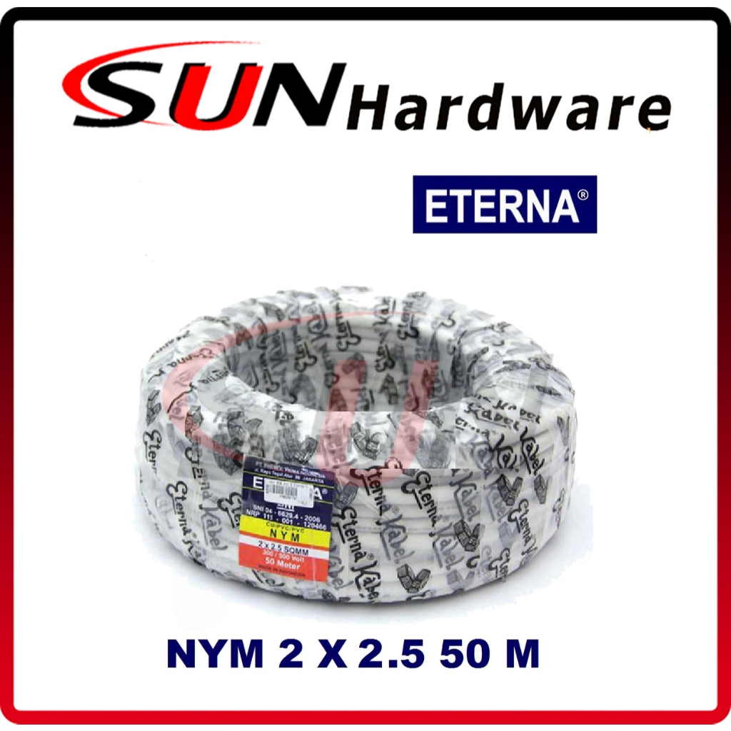 Jual Kabel Listrik Eterna NYM 2 x 2,5 mm Isi kabel 2 SNI 50 meter Cable ...