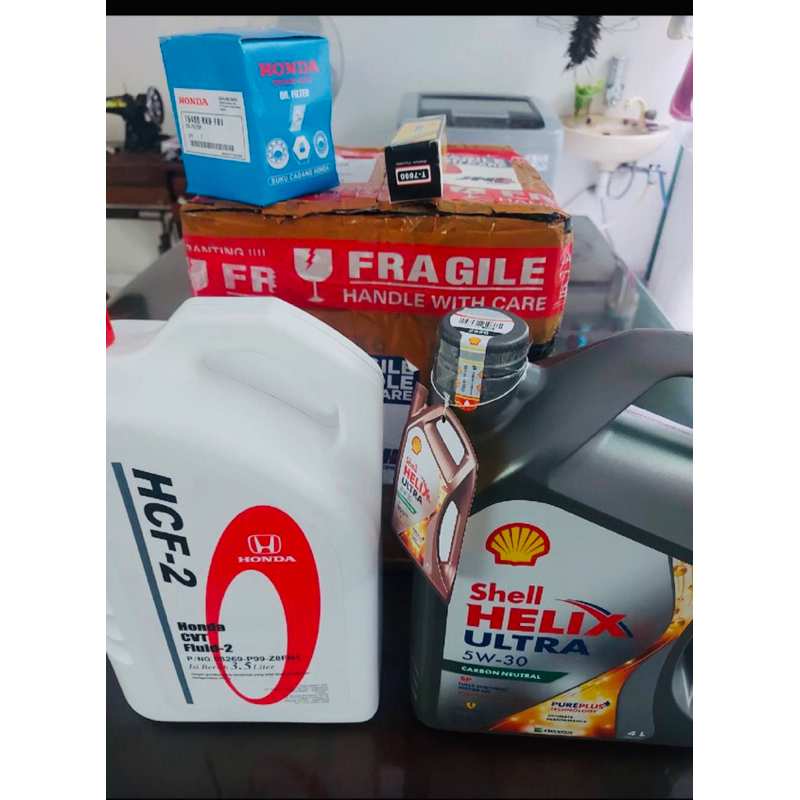 Jual oli shell helix ultra 5w 30 4L (paket) oli matic honda hcf-2 cvt ...