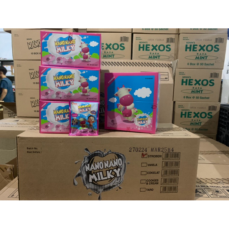 Jual Permen Susu Nano Nano Milky Stroberry Kemasan 1 box isi 30 bungkus ...