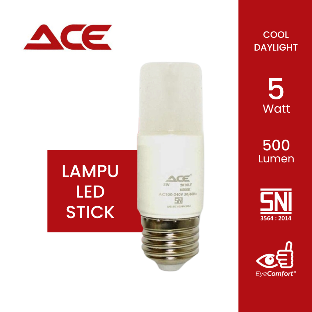 Jual ACE Lampu LED Stick Bulb 5 Watt / Bohlam Panjang Cahaya Putih | Shopee Indonesia