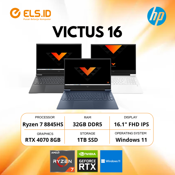 Jual HP Victus 16 AMD AMD Ryzen 7 8845HS 32GB SSD 1TB RTX4070 16.1" FHD ...