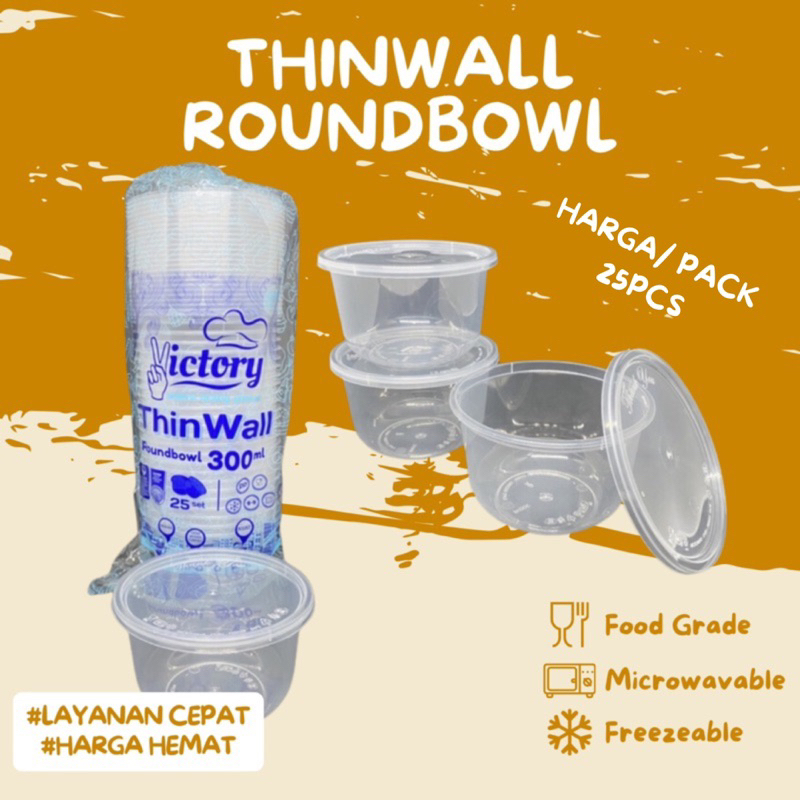 Jual Thinwall Bulat Roundbowl Victory 200 / 300ml / 400 / 500 / 750ml / 1000ml Isi 25 Pcs ...