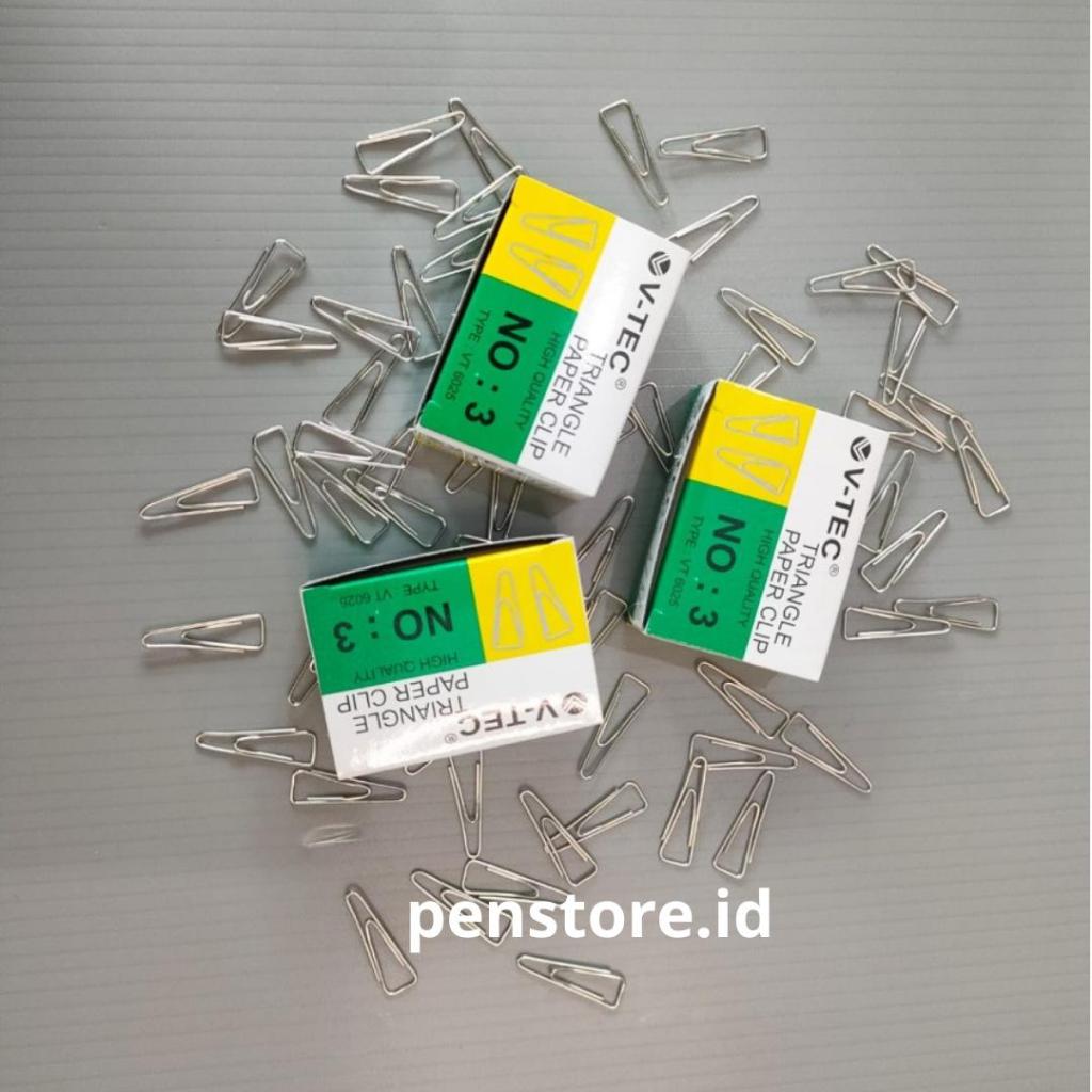 Jual (Pack) Clip paper V-Tec no.3 kecil / Trigonal Clip VTEC No 3 kecil ...