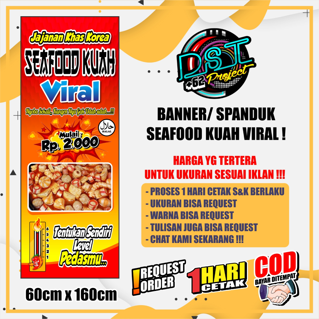 Jual BANNER / SPANDUK SEAFOOD KUAH VIRAL 60cm X 160cm | Shopee Indonesia