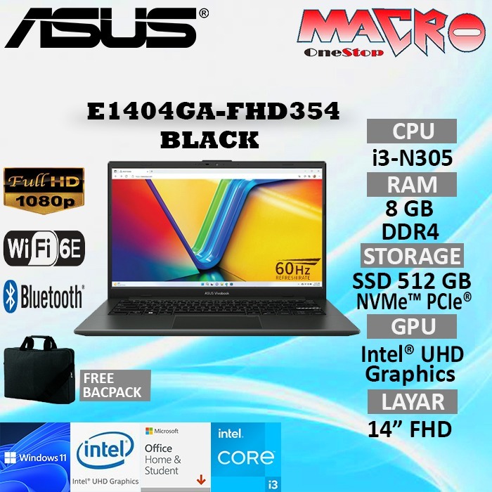 Jual ASUS E1404GA-FHD354 i3-N305 UMA 8GB SSD 512GB 14" FHD WIN11+OHS ...