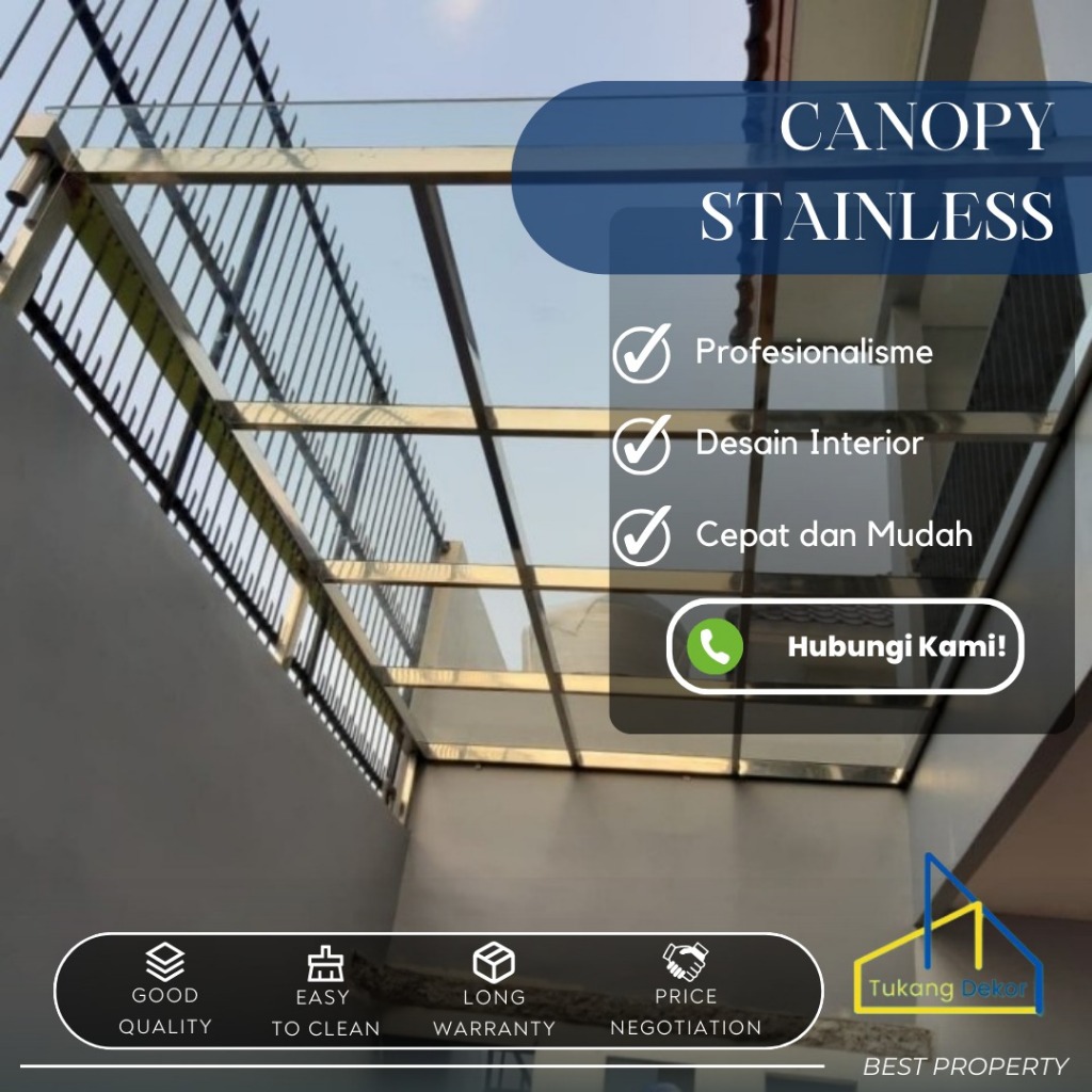 Jual Kanopi Stainless Steel anti karat Atap Polycarbonate Alderon ...