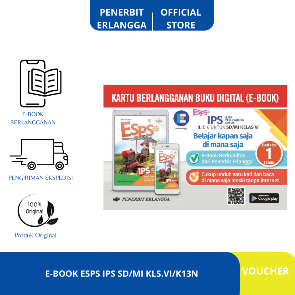 Jual VOUCHER E-BOOK ESPS IPS SD/MI KLS.VI/K13N -ERLANGGA | Shopee Indonesia
