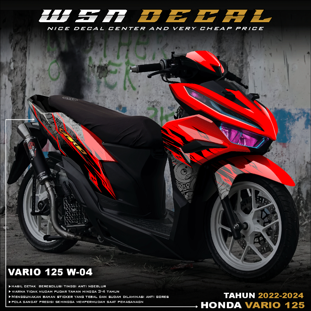 Jual (BISA COD) Decal Sticker Vario 125 New 2023 CBS FULL BODY - Stiker Dekal Skotlet Motor ...