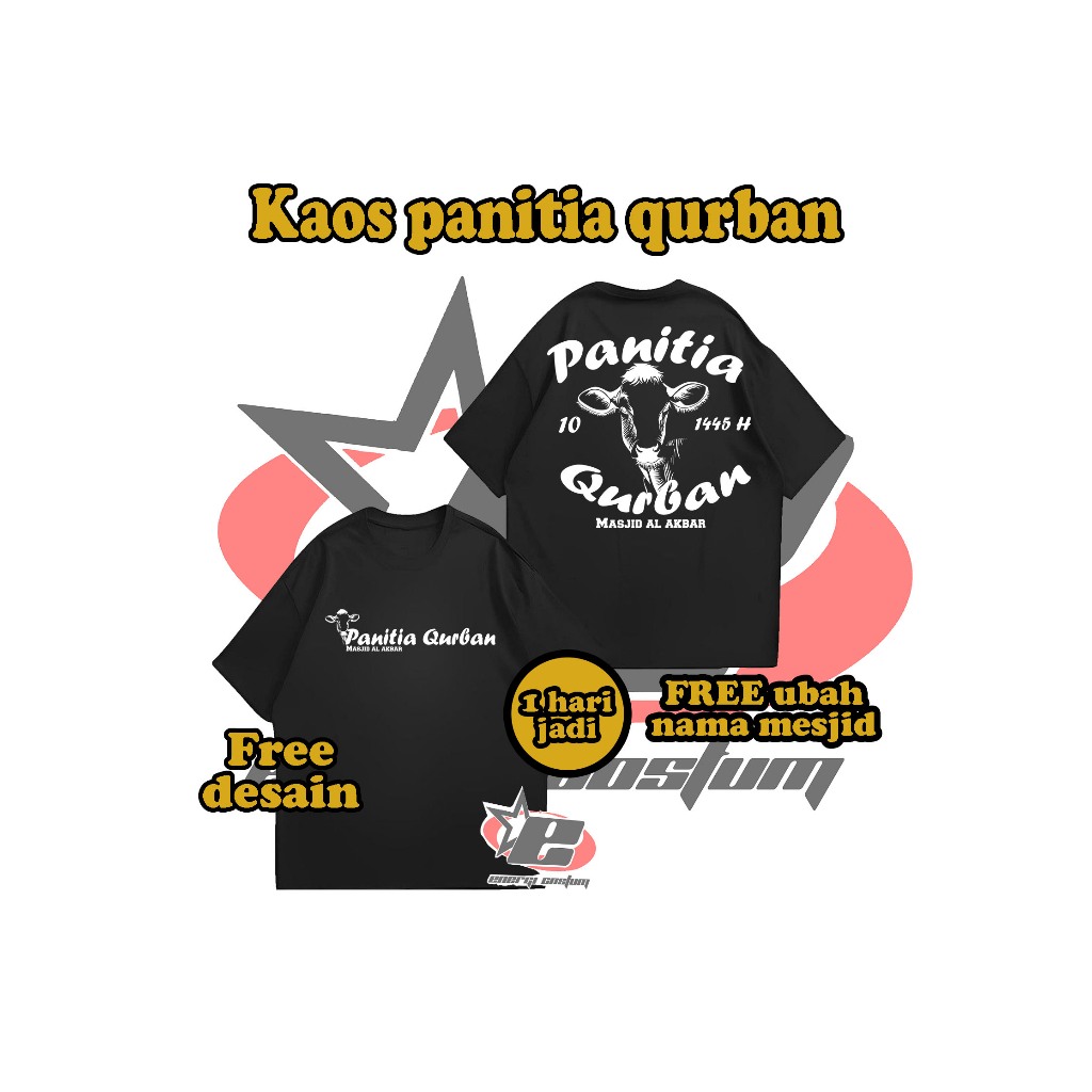 Jual Kaos Fashion Panitia Qurban Bebas Ganti nama masjid / kaos kekinian / kaos panita qurban ...