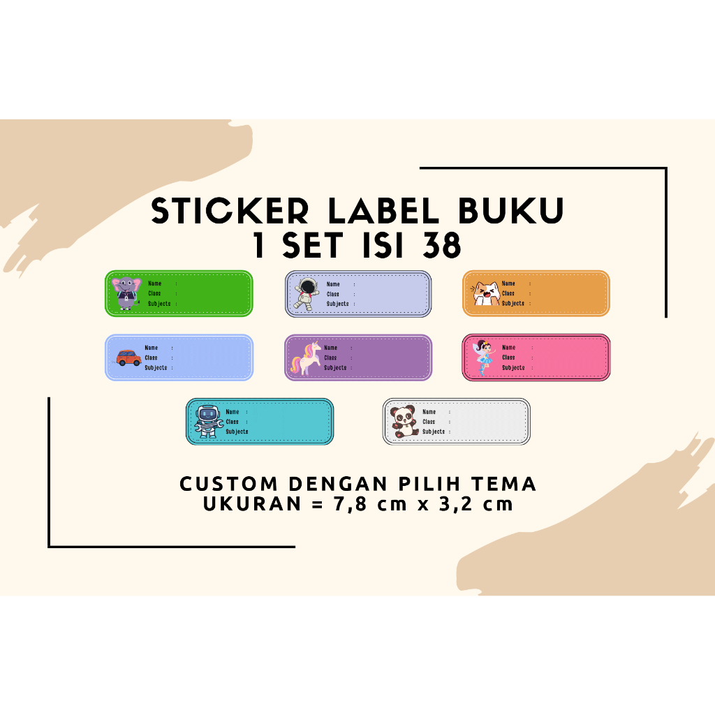 Jual Sticker Label Nama / Sticker Label Buku Sekolah / Custom Sticker ...