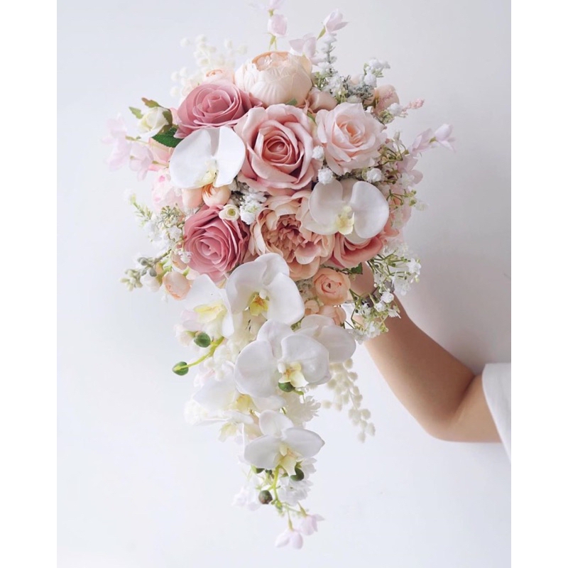 Jual The Orchids wedding bouquet bucket buket bunga segar fresh instanf ...