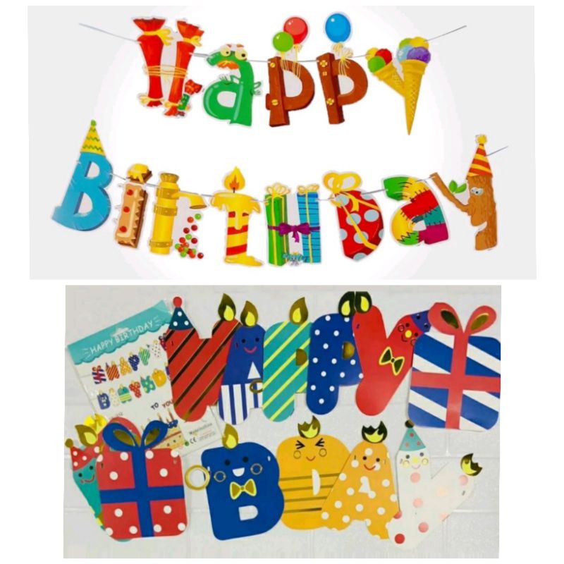 Jual Banner happy birthday karakter banner happy birthday ice cream ...