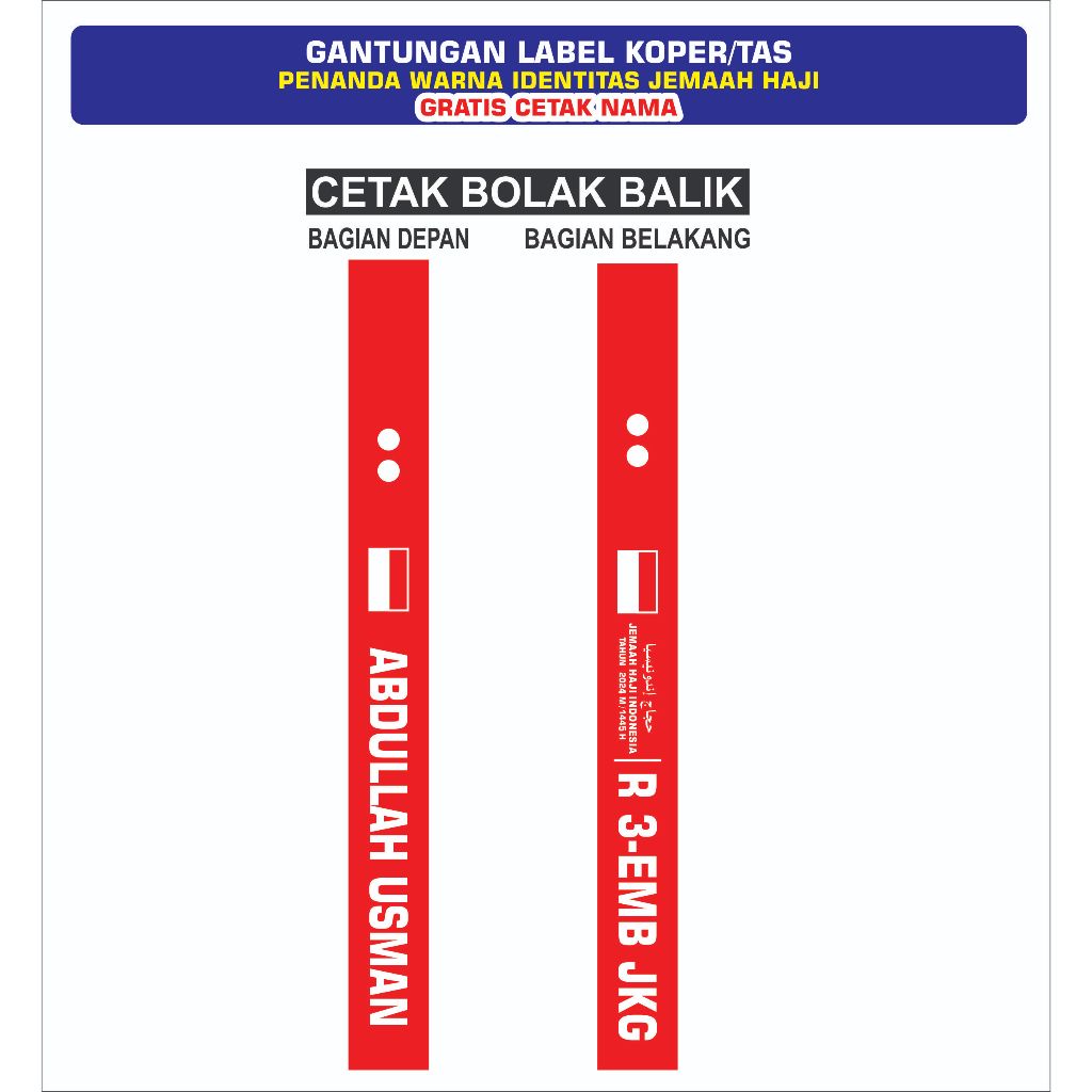 Jual Label Gantungan Koper/Tas Jemaah Haji-Umroh Penanda Koper Bagasi ...