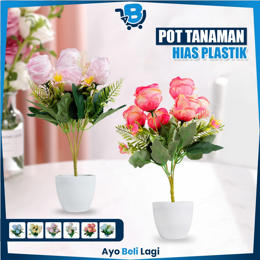 Jual Pot Tanaman Bunga Mawar Artificial Dekorasi Rumah / Tanaman Hias ...