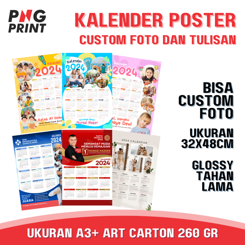 Jual cetak KALENDER POSTER 2024 - BISA CUSTOM FOTO DAN TULISAN A3 ...