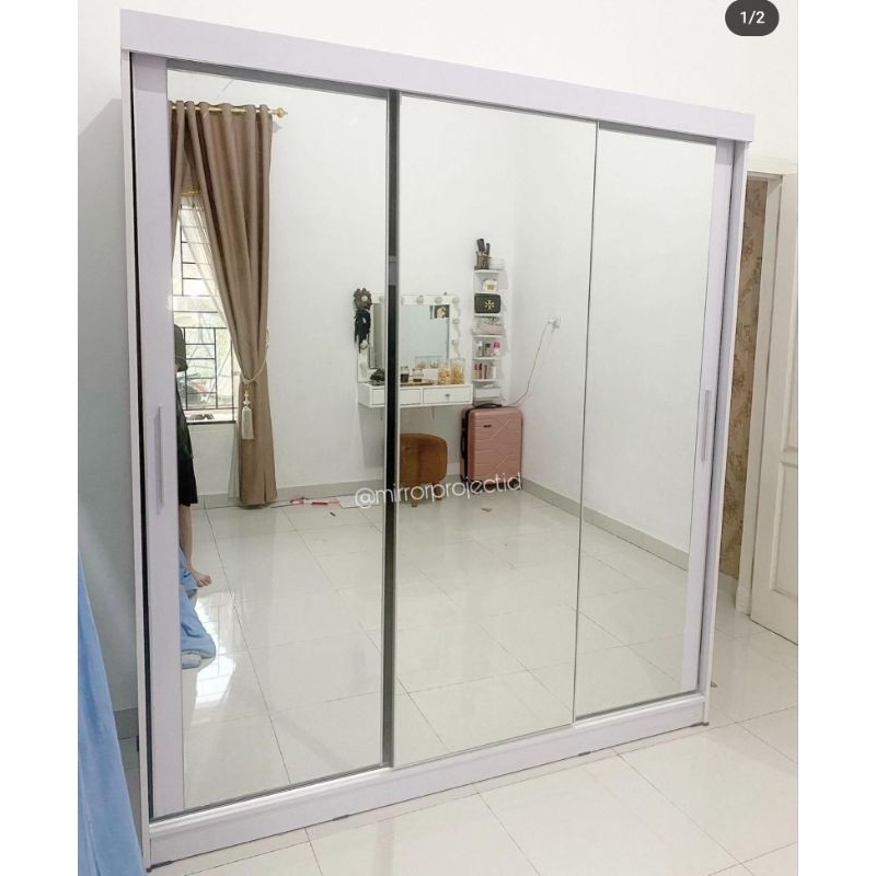 Jual megajaya wayhalim lemari 3 pt 3 cermin MDF HPL | Shopee Indonesia