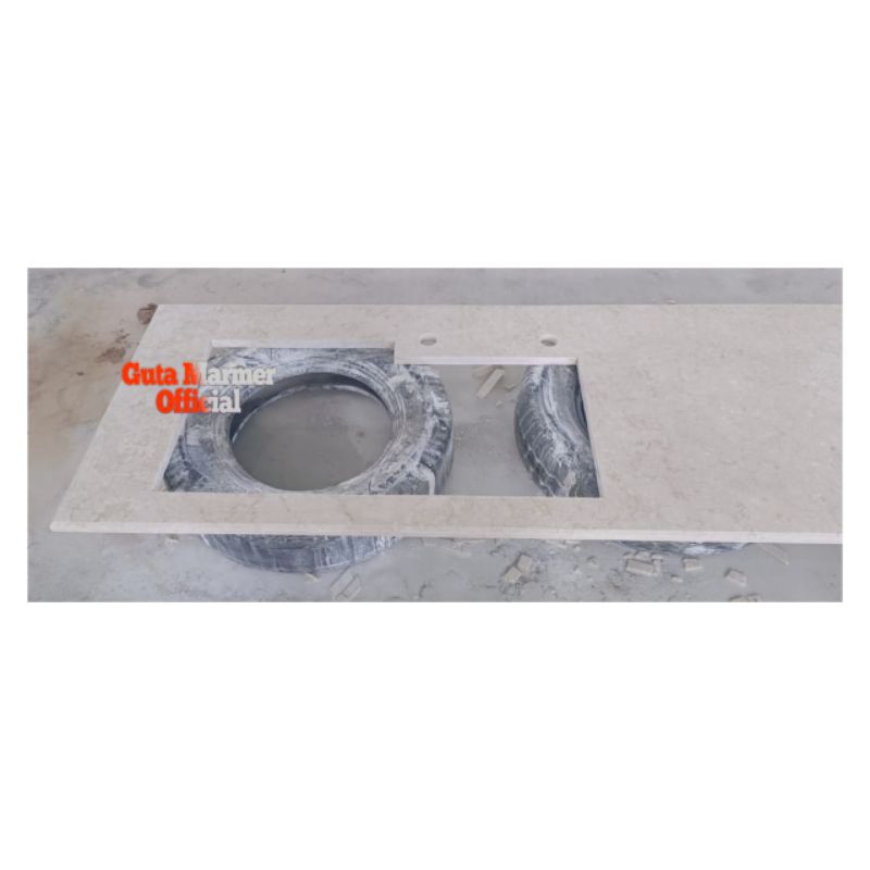 Jual Top Table Kitchen Set Batu Marmer Putih Glosy + Lubang Wastavel ...