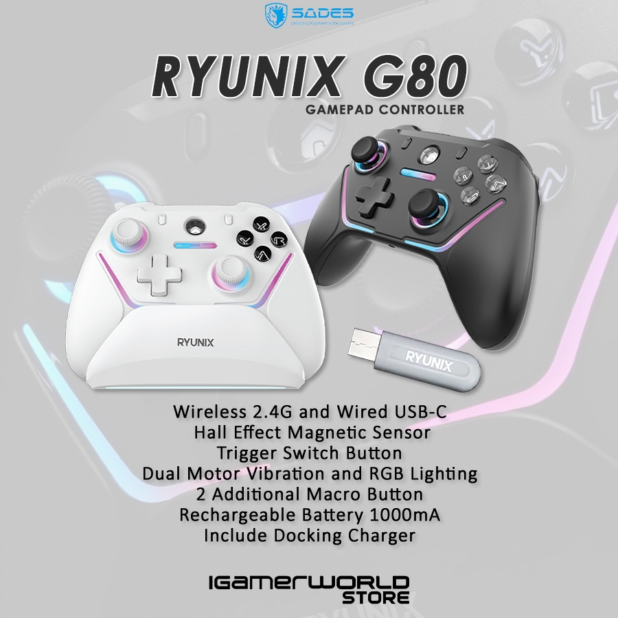 Jual Ryunix G-80 / G80 Hall Effect Wireless Gamepad for PS3 PC Android | Shopee Indonesia