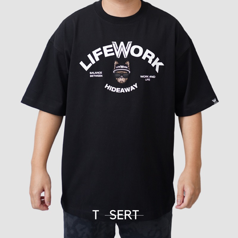 Jual Life Work Korea Curved Font Hideaway Hipdog Tee Black Lifework ...