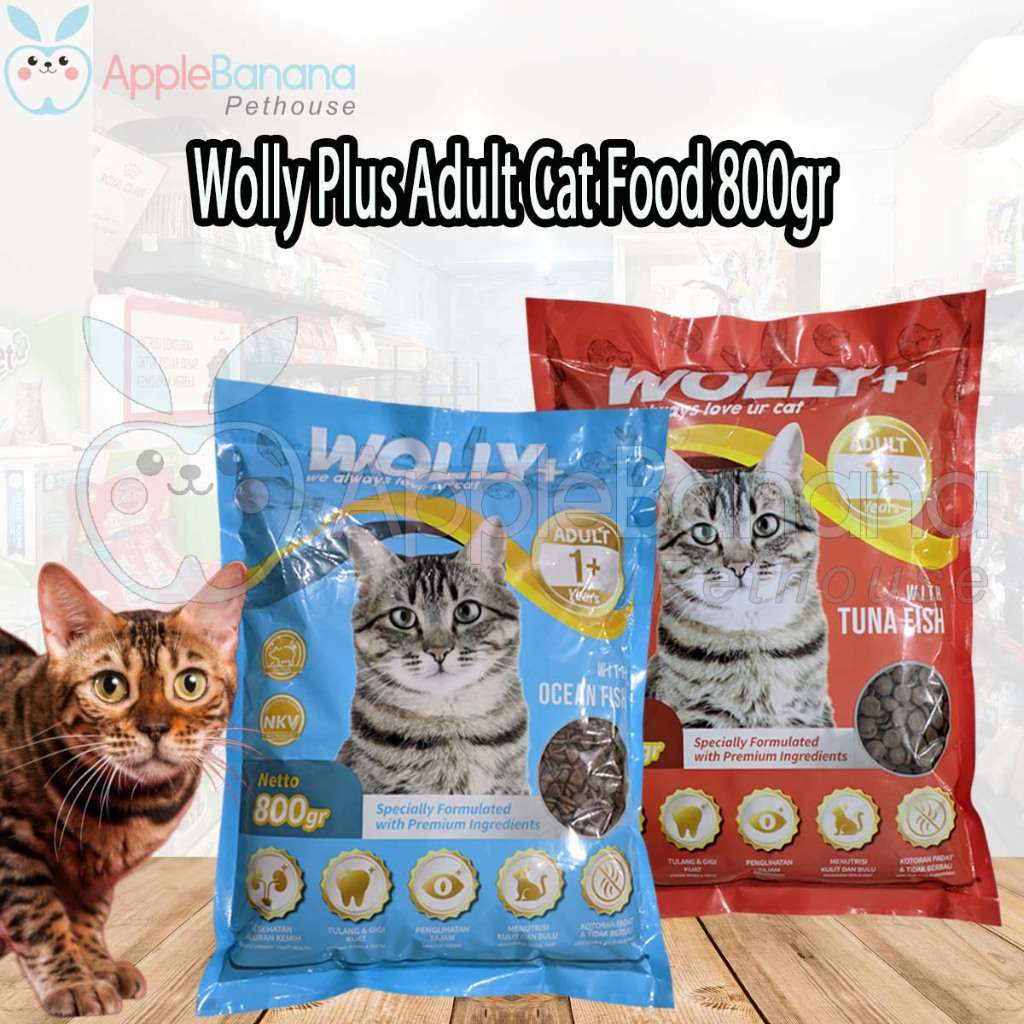 Jual WOLLY PLUS Adult Cat Food 800 Gram - Makanan Kucing Wolly Plus ...