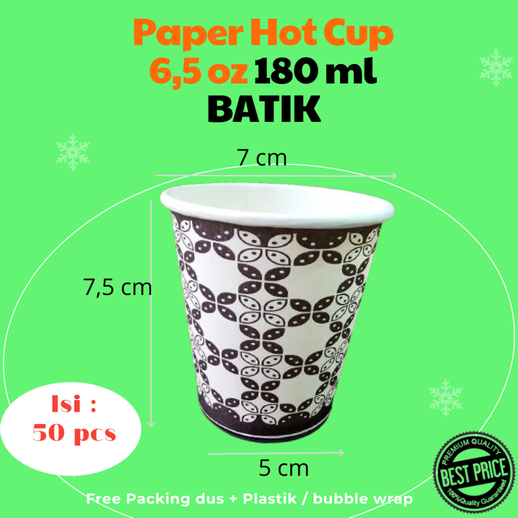 Jual Paper Hot Cup 6 5 Oz 180 Ml Gelas Kertas Batik Isi 50 Pcs Shopee