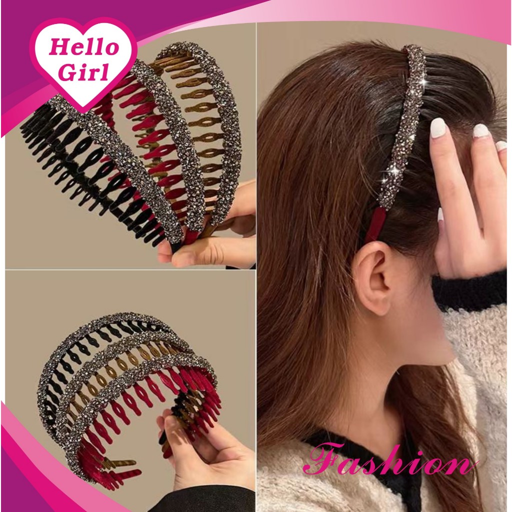 Jual (Hello Girl)B109 Bando Wanita Bentuk Sirkam Gelombang Permata Gaya ...