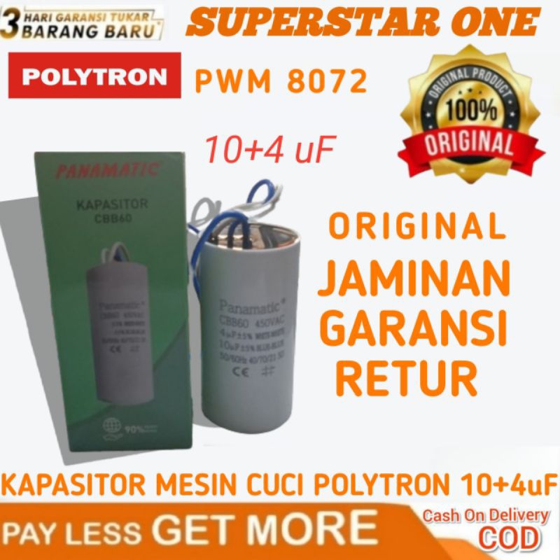 Jual Kapasitor Mesin Cuci Polytron PWM 8072 KAPASITOR 10+4uF | Shopee ...