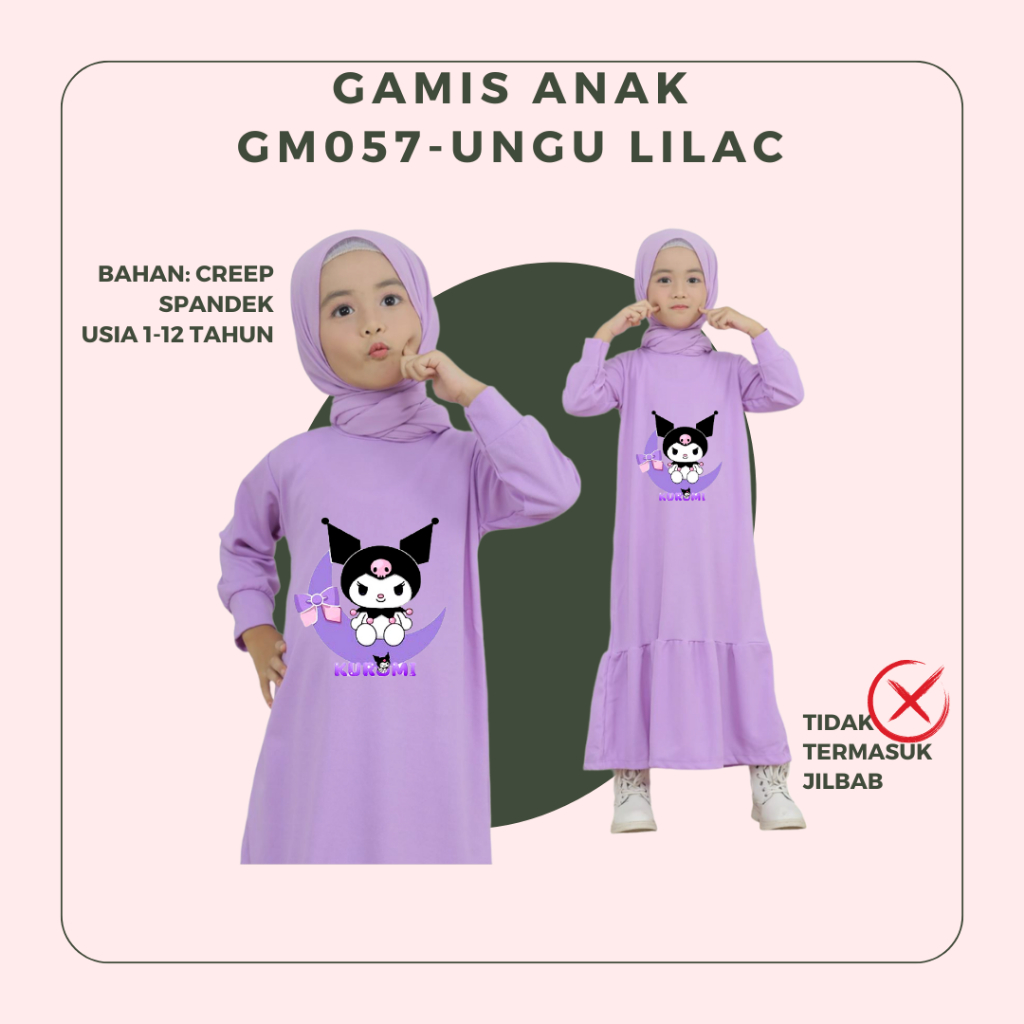 Jual COANDCOW GM057 - Baju Gamis Sablon Gambar Kuromi Sanrioo Saanrio ...