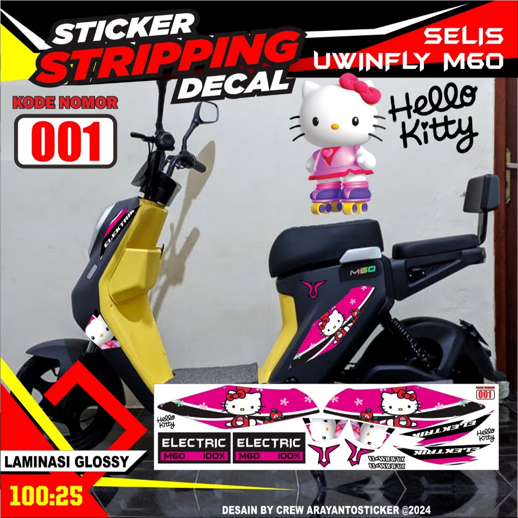 Jual Stiker Striping Sepeda Listrik Uwinfly M60 Variasi ARS04 HELLO ...