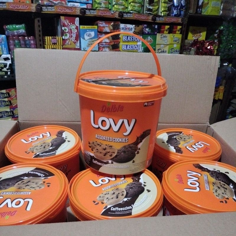 Jual Delbis Lovy kukis rasa cokelat dan kopi dengan butiran cokelat ...