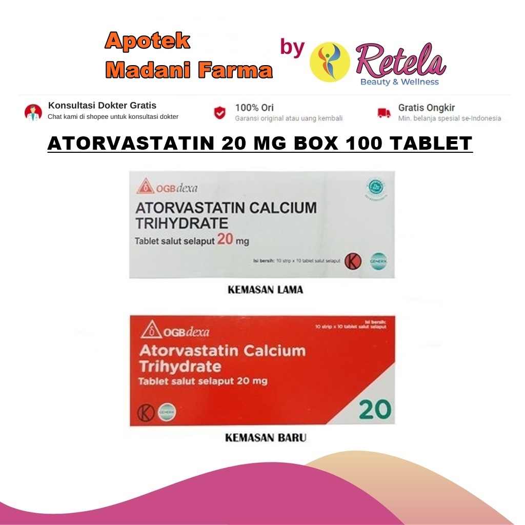 Jual ATORVASTATIN 20MG DEXA ISI 100 BOX ORIGINAL | Shopee Indonesia
