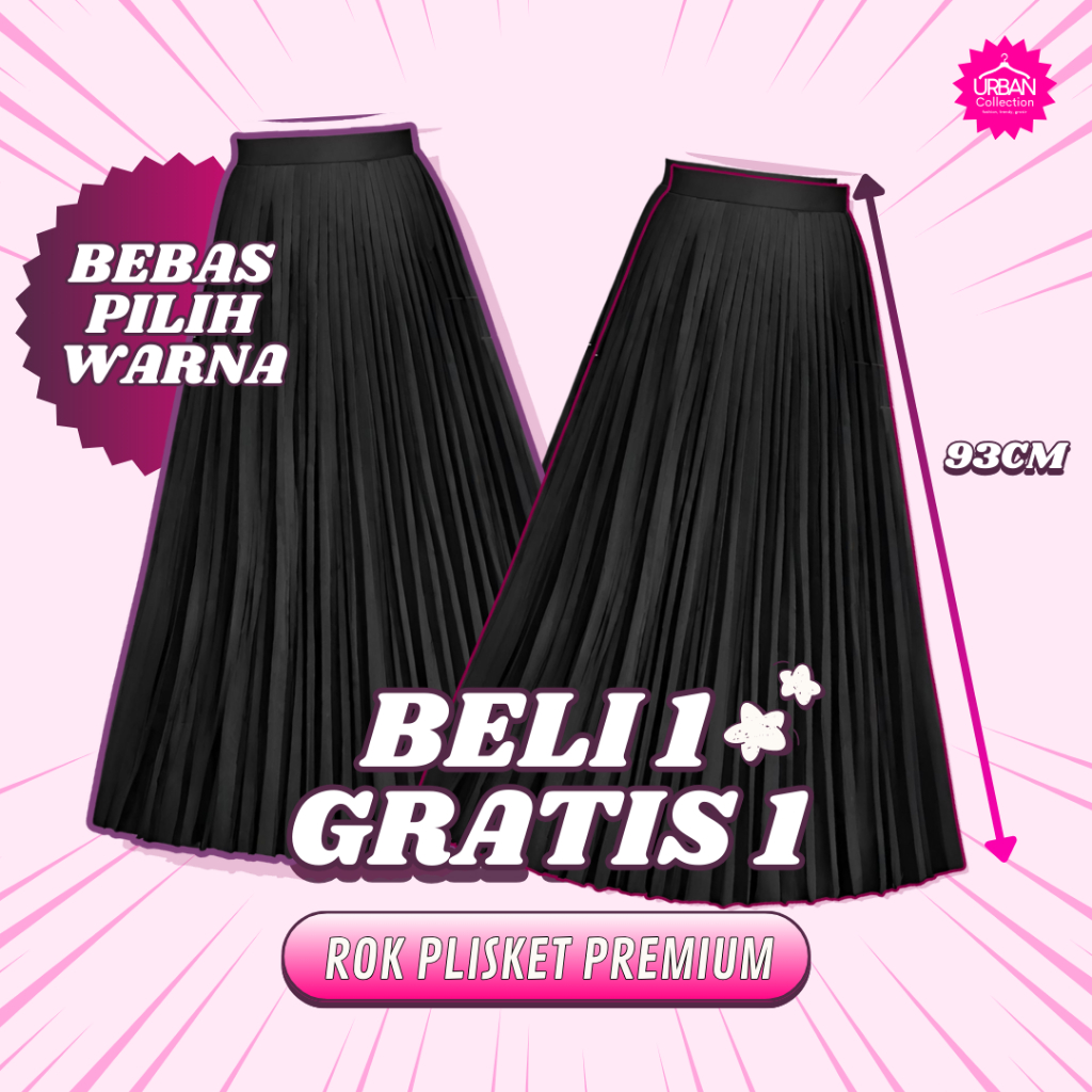 Jual [ SPESIAL BUNDLE 2 PCS ] ROK PLISKET PREMIUM / HYGET SUPER / ROK PANJANG / ROK WANITA ...