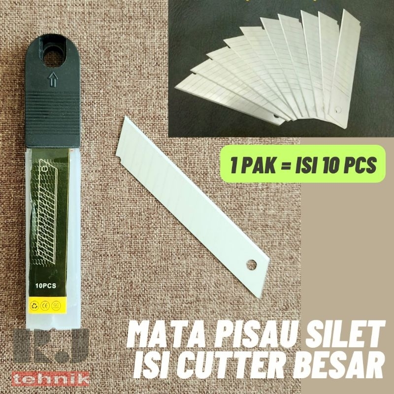 Jual Refill Mata Pisau Silet Isi Cutter Besar Spare Blades kater Cuter Set isi 10pcs | Shopee ...