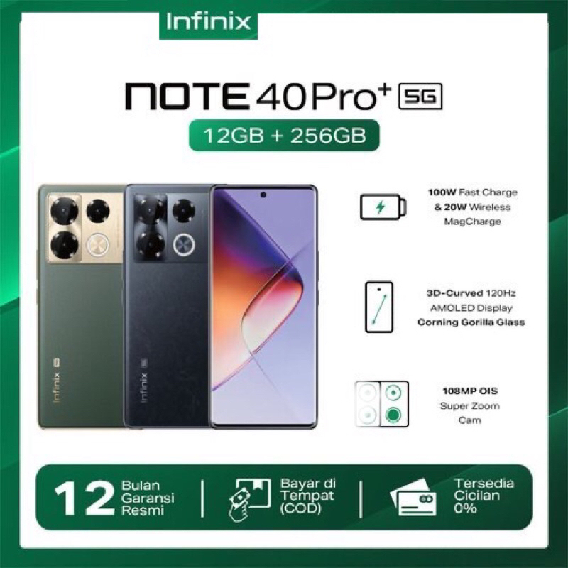 Jual Infinix Note 40 Pro+ 5G [12GB/256GB] Extended RAM 8GB - Dimensity 7020 - 108MP 0IS - Fast ...