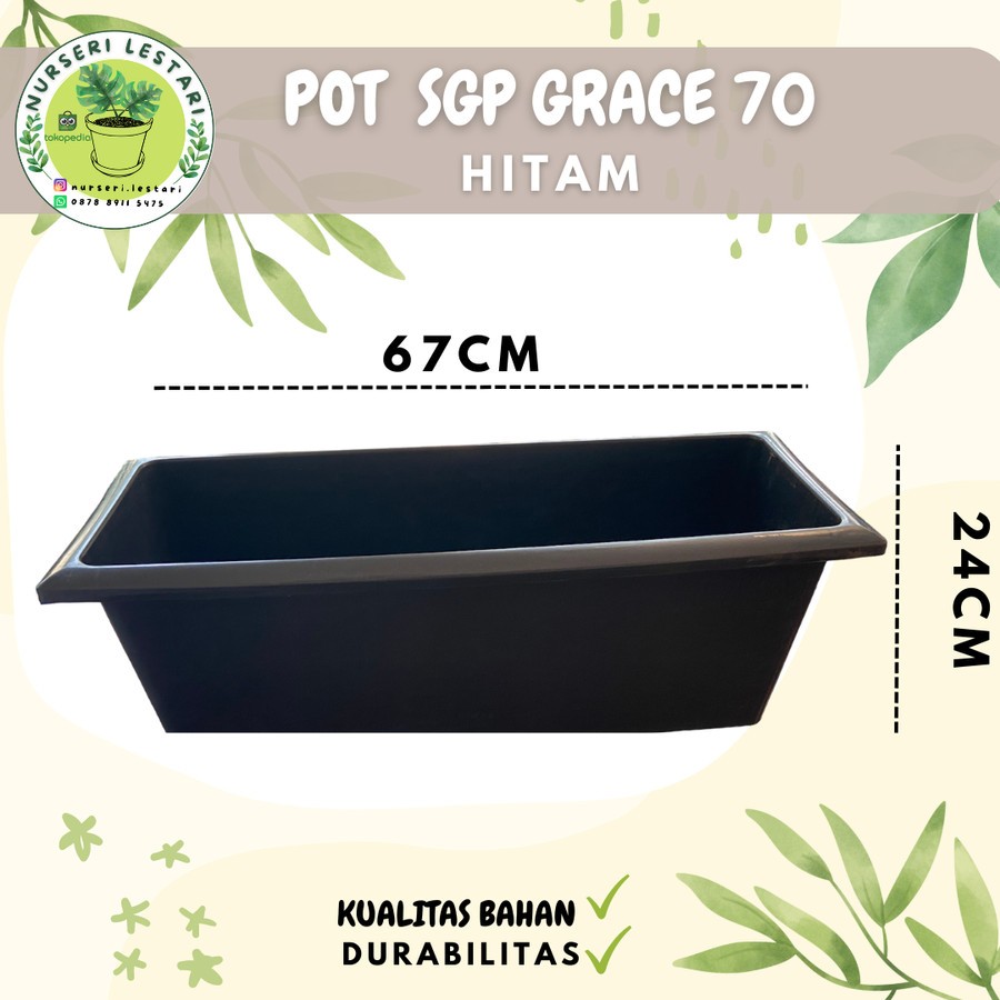 Jual Pot Persegi Segi Panjang SGP Grace 70 Hitam | Shopee Indonesia