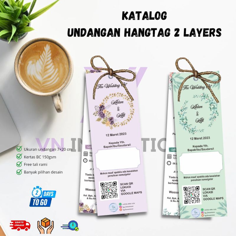 Jual CETAK UNDANGAN HANGTAG 2 LEMBAR | Shopee Indonesia