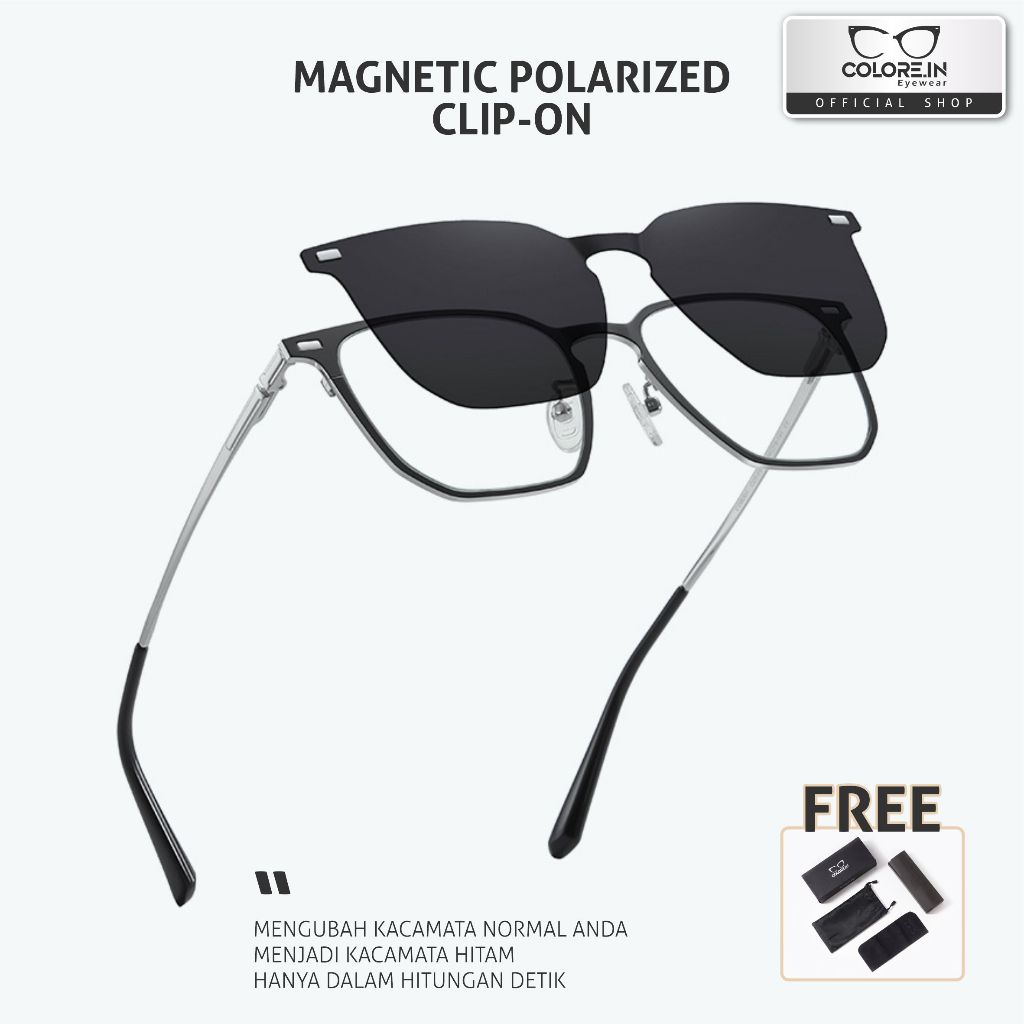 Jual Colore.in Kacamata Clip On 2in1 Frame Sunglasses Metal Lensa ...