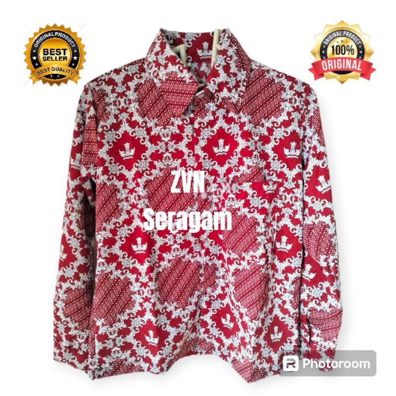 Jual Batik SD Negeri/ Seragam batik sekolah lereng merah/ Batik seragam ...