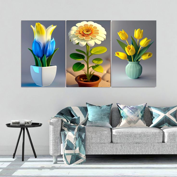 Jual HIASAN DINDING BUNGA FLOWER PLUS BINGKAI KAYU MDF 20X30 CM HS ...