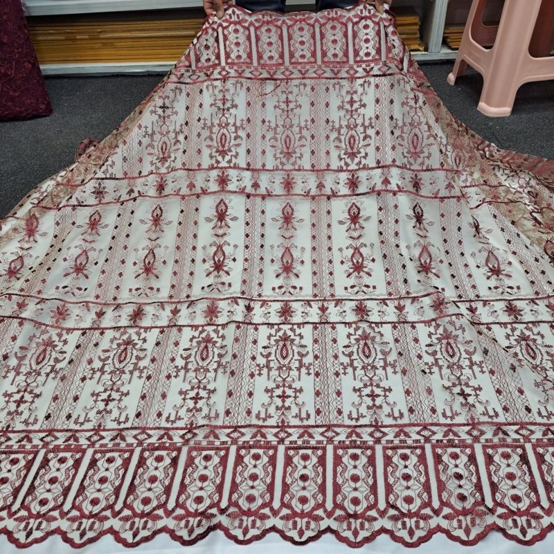 Jual Bahan Kain Tile Sapto Etnik Korea/Kain tulle Etnik Bordir/Kain ...