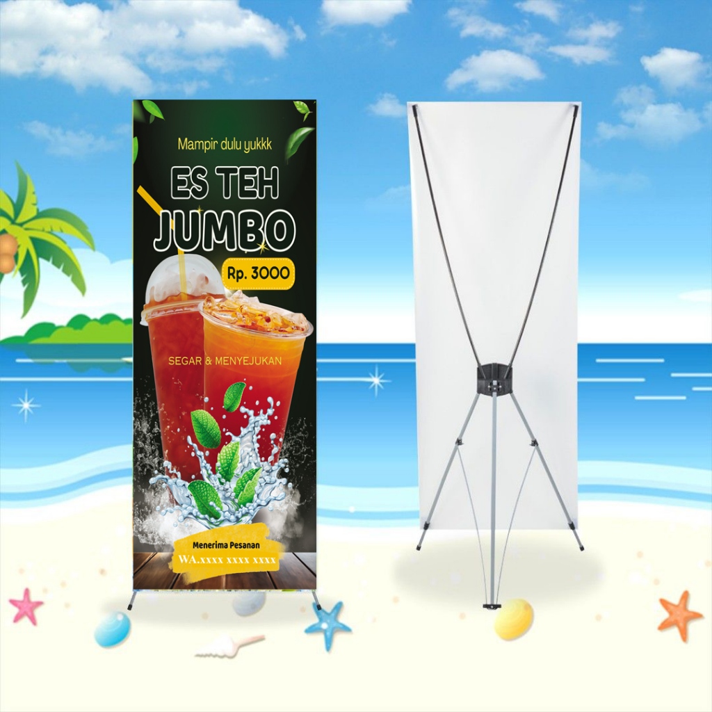 Jual Spanduk Banner standing banner x banner Es Teh solo free ganti ...