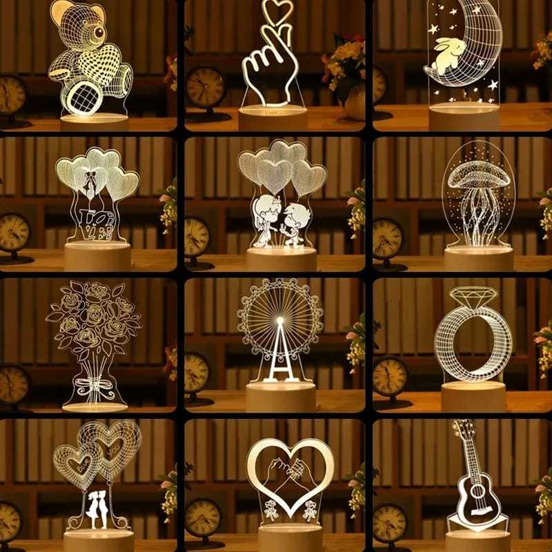 Jual Lampu Hias Aesthetic 3D Akrilik Motif LED Hiasan kado rumah meja ...